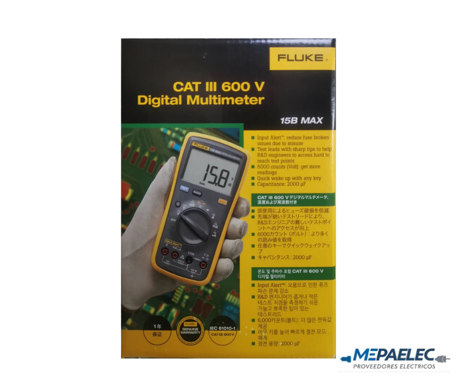 MULTIMETRO DIGITAL FLUKE 15B MAX 1000V - Mepaelec